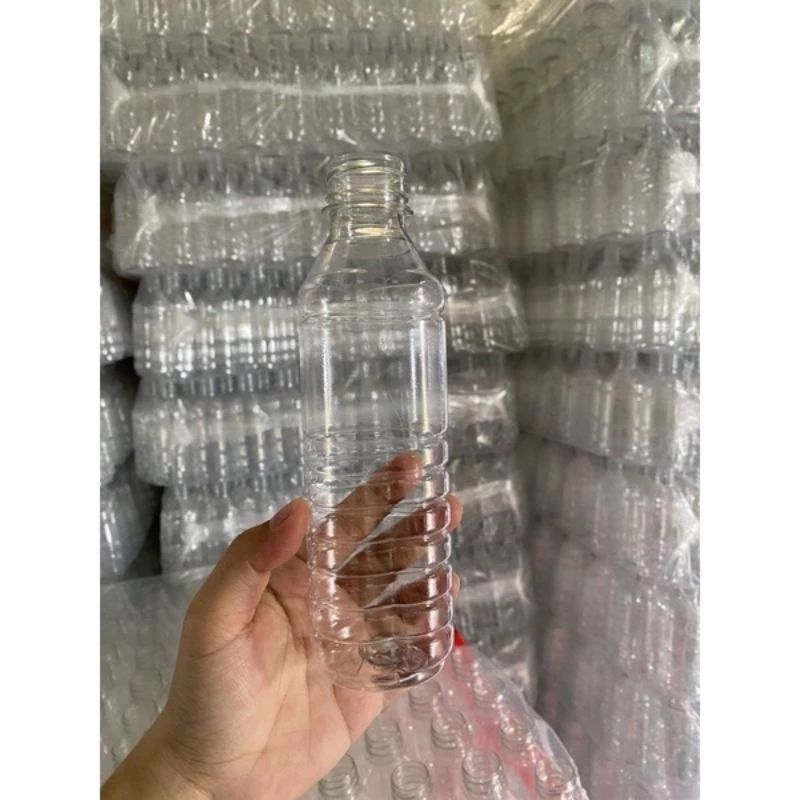 [Kèm Nắp Trắng] Set 50c Chai nhựa vuông Sâm 350ml 370ml dùng 1 lần chai đựng sữa bắp, nước sâm ...