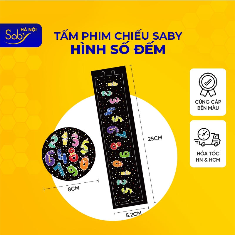 Tấm phim chiếu Saby hình số đếm, phim chiếu cho đèn chiếu sao Saby Dreamz và Saby Stories ...