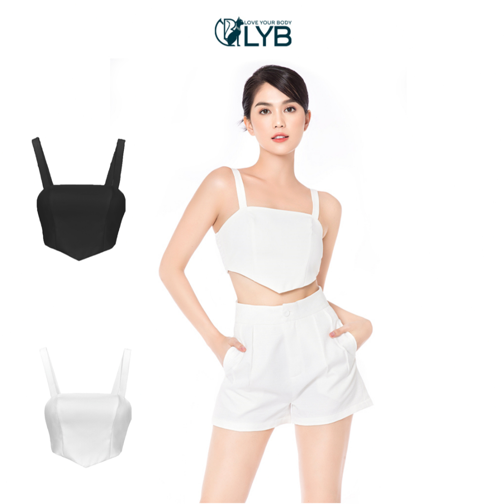 Áo bra ôm màu sang trọng nhúng thun trắng/đen LYB | Shopee Việt Nam