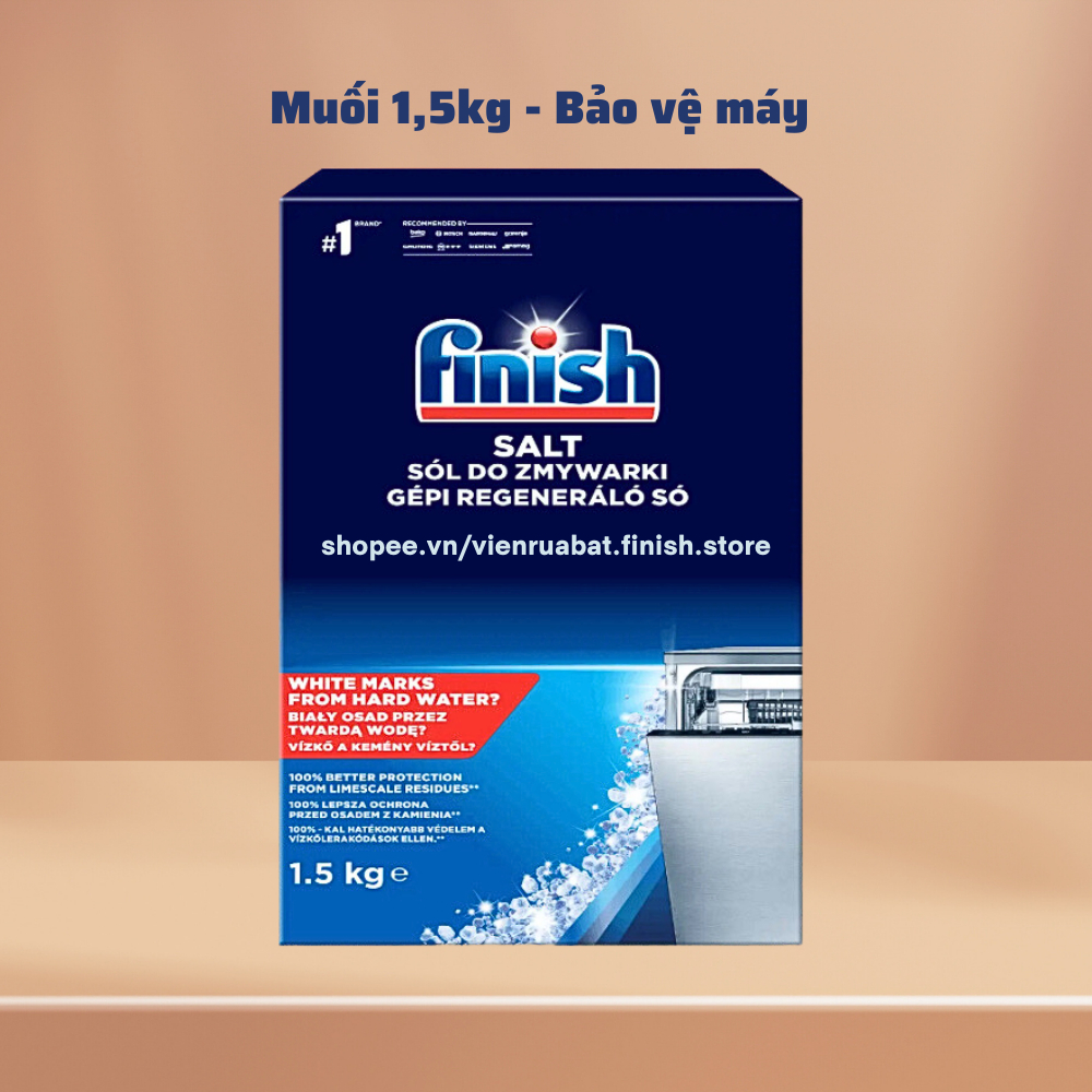Muối rửa bát Finish 1,5kg muối làm mềm nước cứng dùng cho máy rửa bát ...