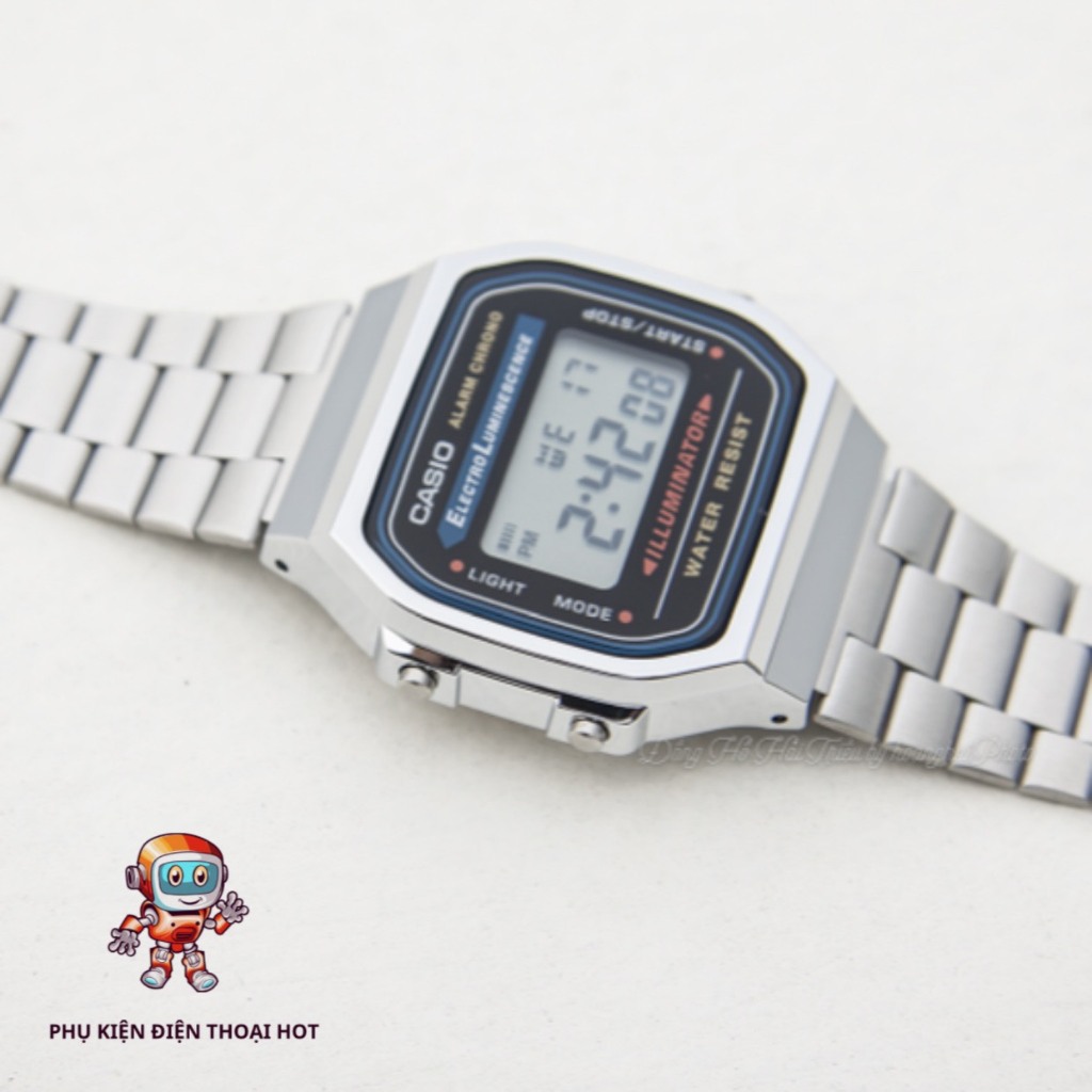 Đồng hồ nam Casio A168 thời trang cổ điển và lịch sự,đồng hồ casio điện tử chống nước, dây thép ...