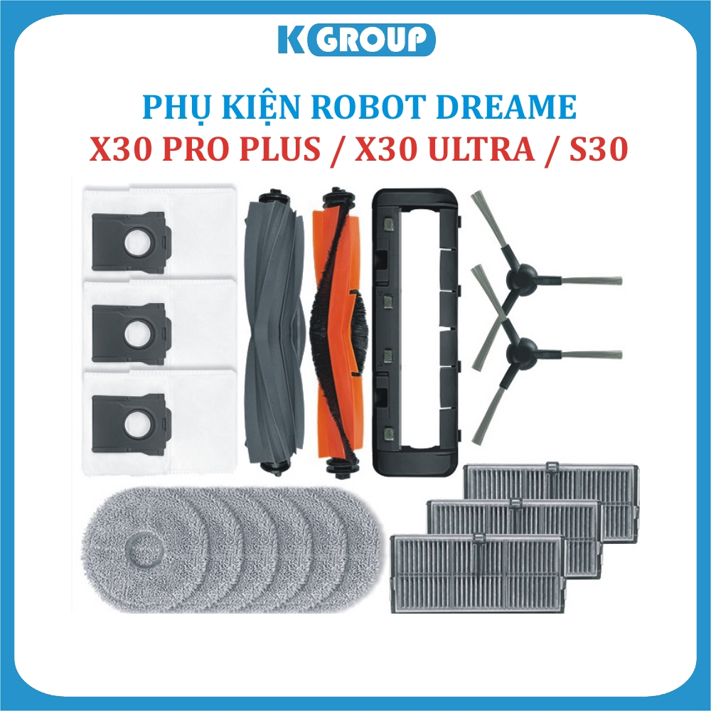 Phụ kiện robot hút bụi lau nhà Dreame X30 Pro Plus/Ultra ,S30 Khăn lau, Lọc Hepa, Chổi cạnh ...