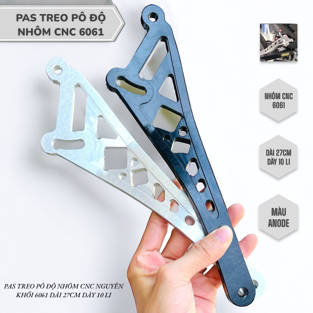 Pas treo pô độ dày 10li dài 27cm tăng nhôm Cnc 3D sáng bóng | Shopee ...