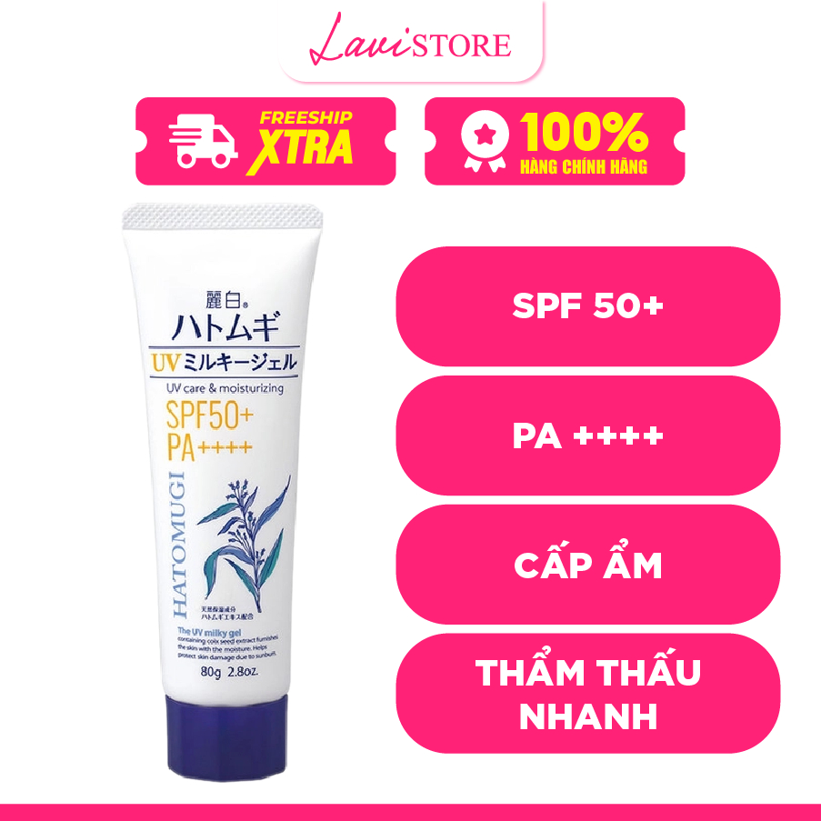 Lavistore - Kem chống nắng Hatomugi The UV Milky Gel SPF 50+ PA+++ 80g | Shopee Việt Nam