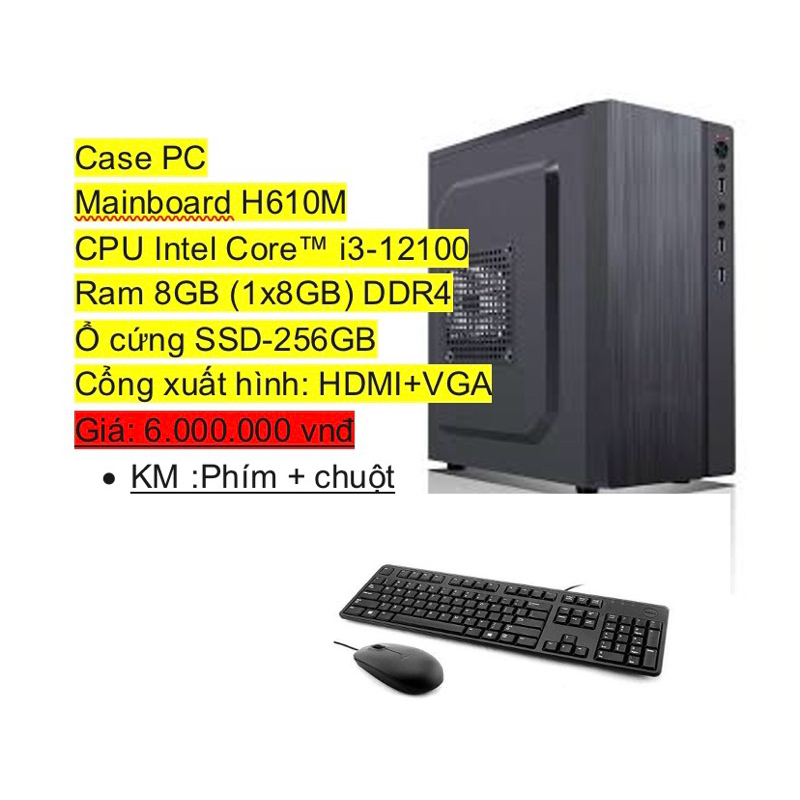 Case PC H610 Ram 8G ssd 256G kèm phím chuột | Shopee Việt Nam