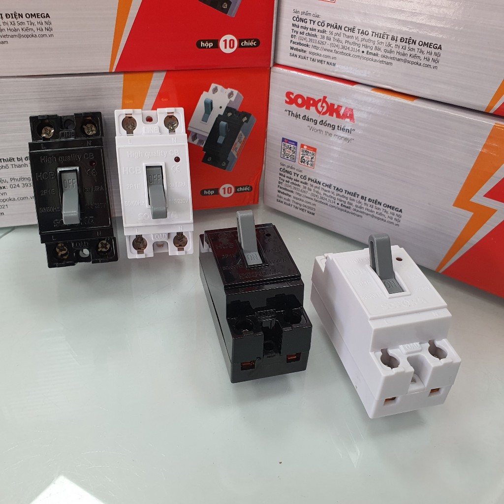 Aptomat CB cóc 1 pha 20A 30A 40A màu đen màu trắng HCB SOPOKA | Shopee ...