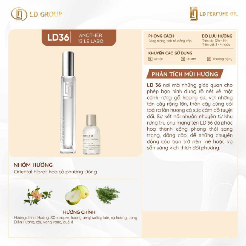 NƯỚC HOA NAM NỮ LD PERFUME OIL: ĐI LÀM, ĐI TIỆC, THƯỜNG NGÀY | Shopee ...