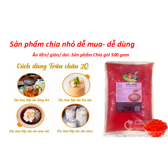 Trân châu ăn liền vị dâu giòn Bibi 3Q gói chia 500 gam | Shopee Việt Nam