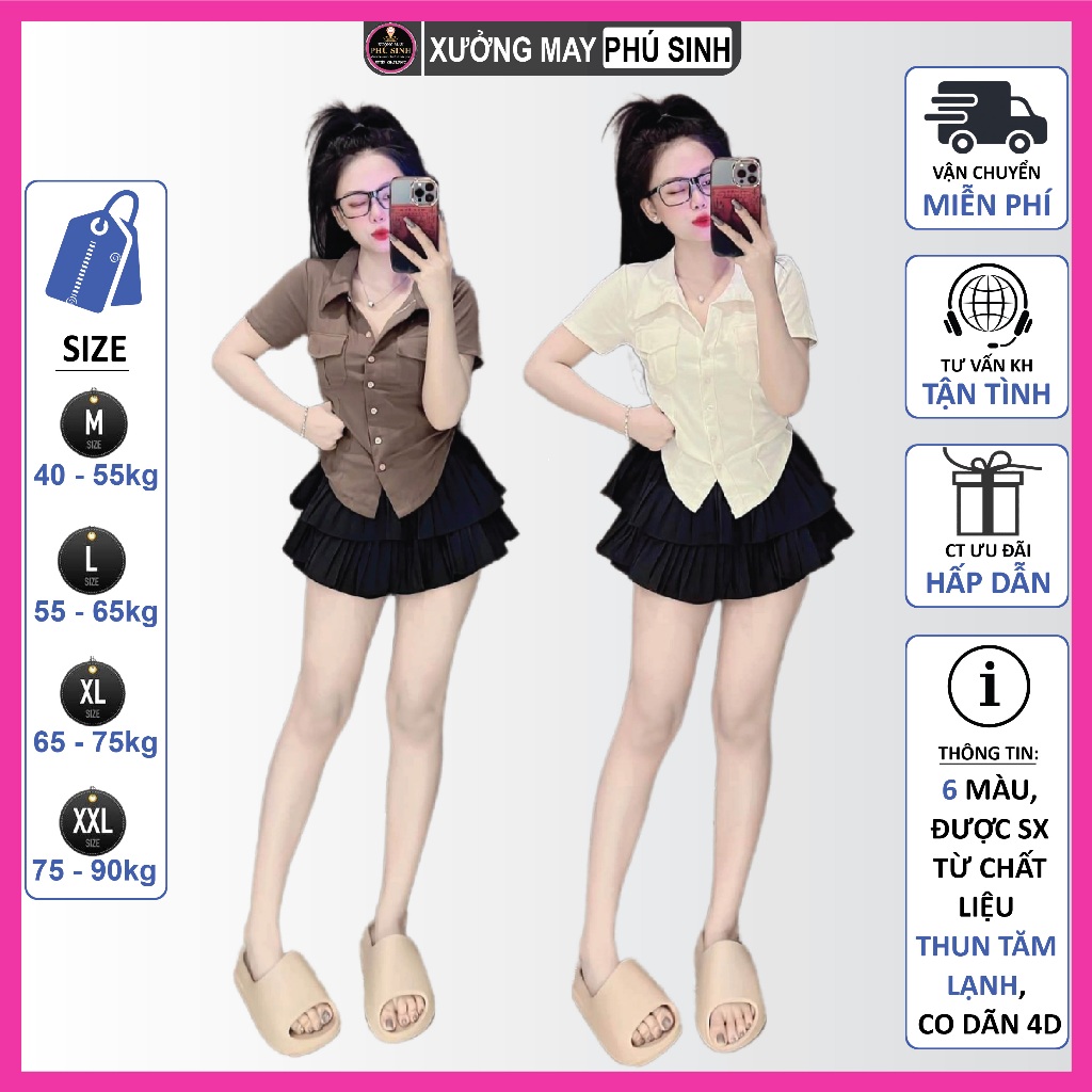 Áo Thun Nữ 2 Túi 6 Màu Dáng Sơ Mi Chất Thun Tăm Lạnh Co Giãn Thời Trang (Có Bigzise) 129500 ...