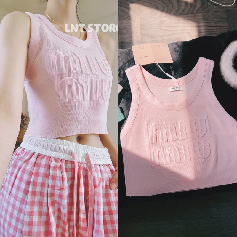 [LNT]Áo ba lỗ miumiu ngắn màu hồng baby pastel nữ tính ngọt ngào hợp xu ...