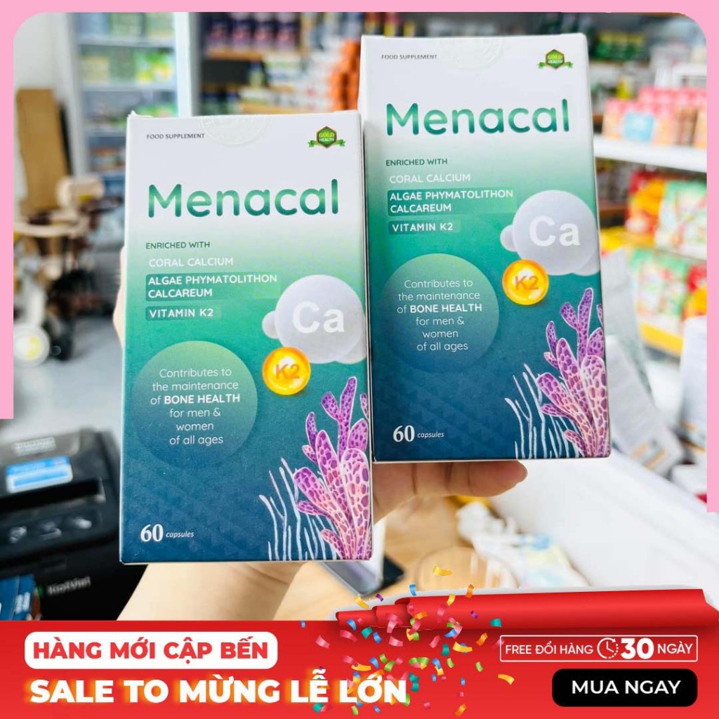 Viên uống bổ sung Canxi, vitamin K2 và D3 Aplicaps Menacal hộp 60 viên ...