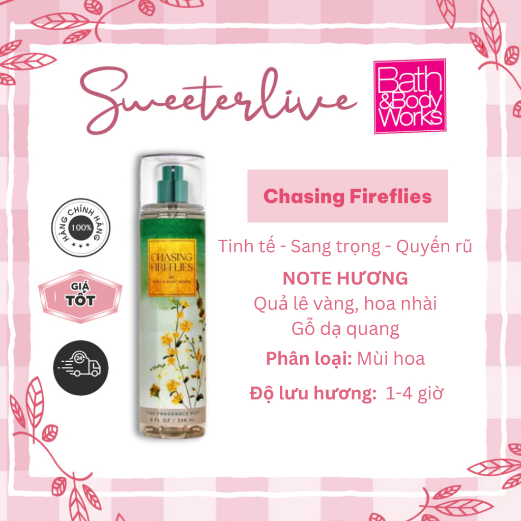 CHASING FIREFLIES Body Mist (Bill US) - Xịt thơm toàn thân BATH & BODY ...