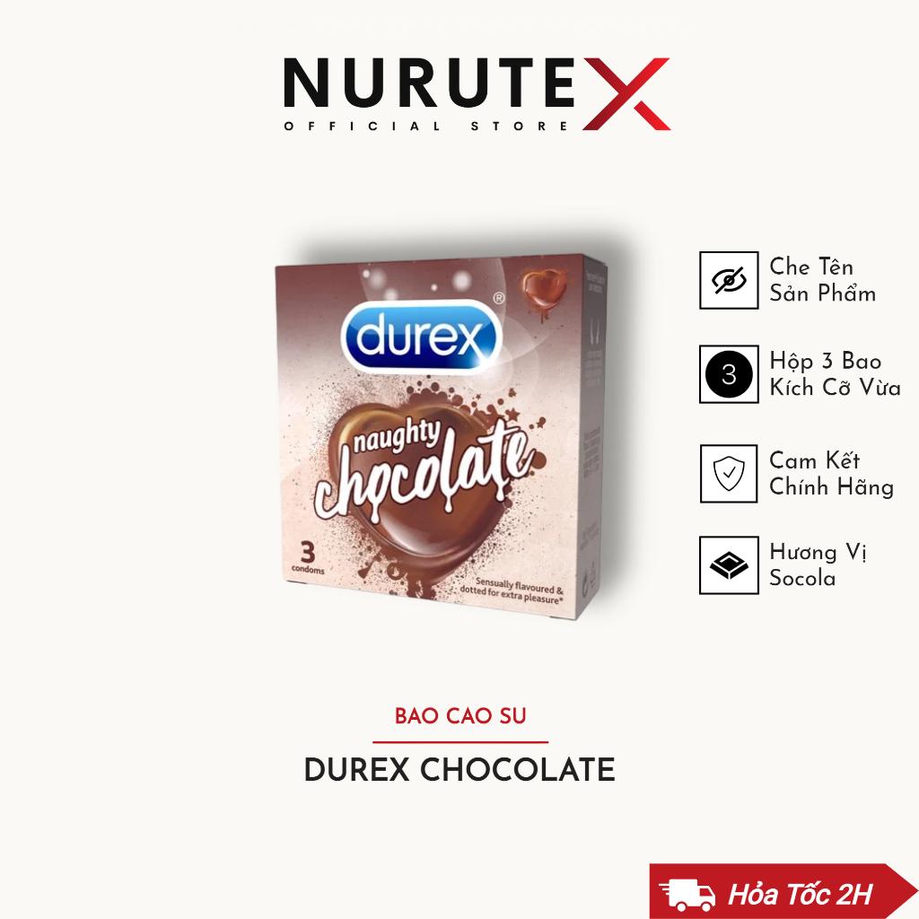 [CHÍNH HÃNG] Bao cao su hương thơm socola DUREX NAUGHTY CHOCOLATE, hộp ...