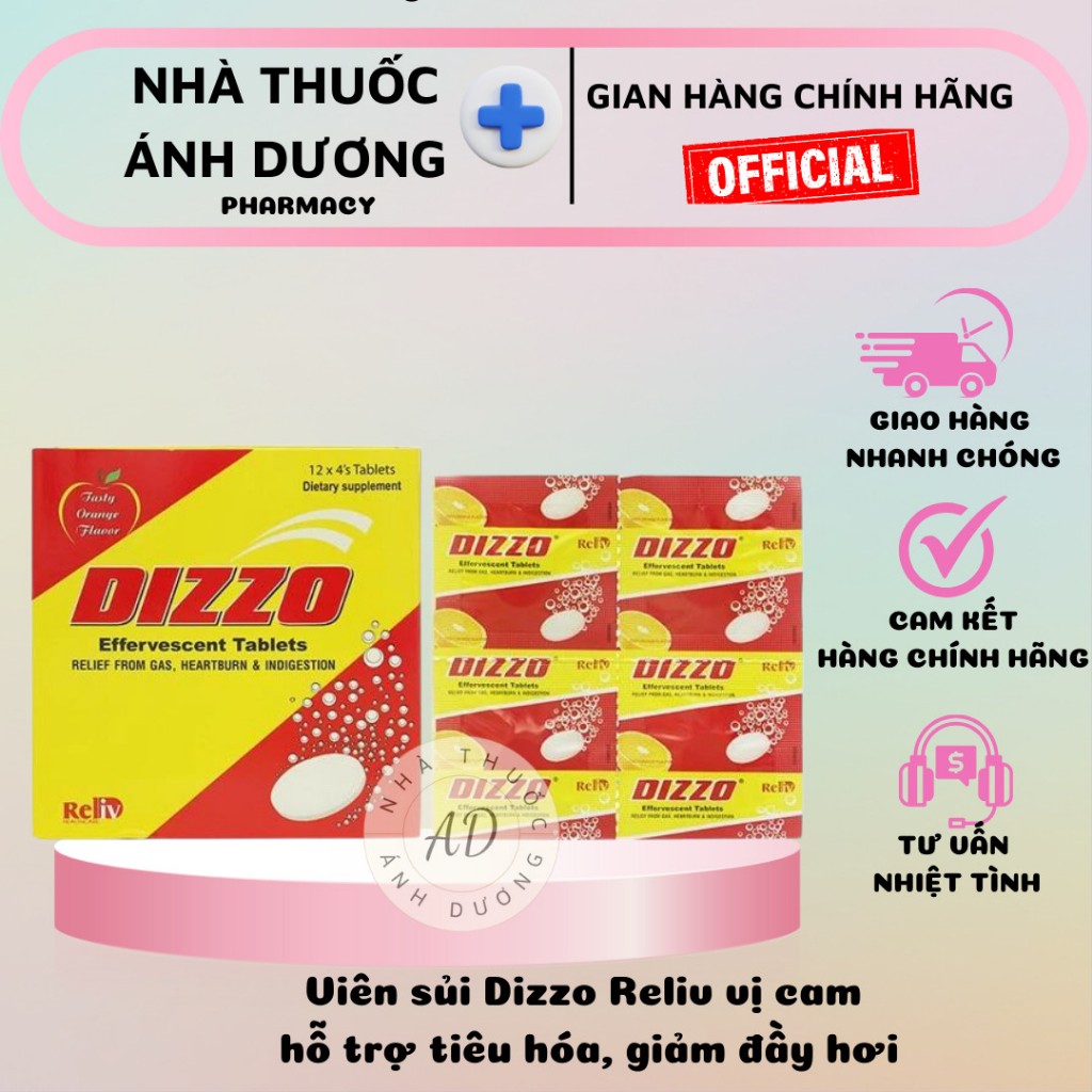 Viên sủi Dizzo Reliv vị cam hỗ trợ tiêu hóa, giảm đầy hơi (48 viên) | Shopee Việt Nam