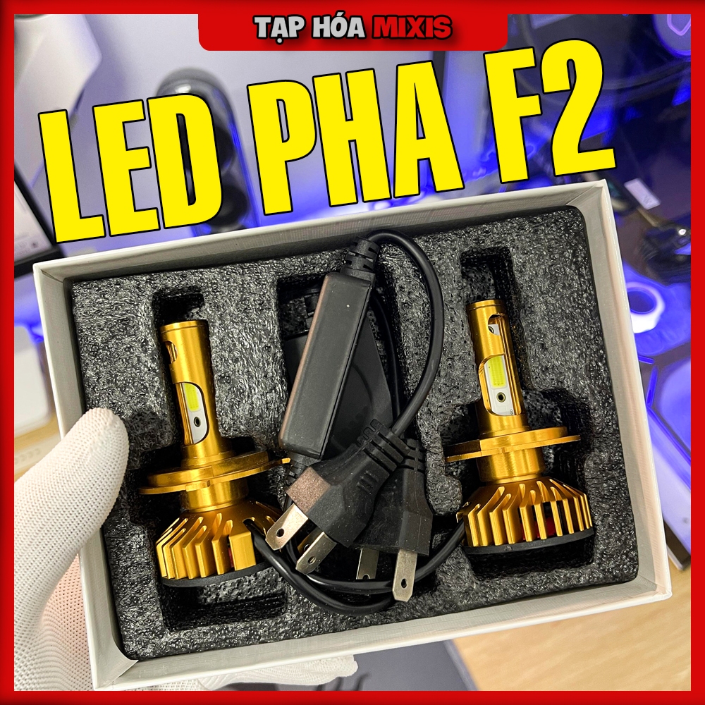 Đèn Pha Led F2 Cho ô Tô Xe Máy Chân H4 Lắp Như Zin Không Cần Lên Sạc