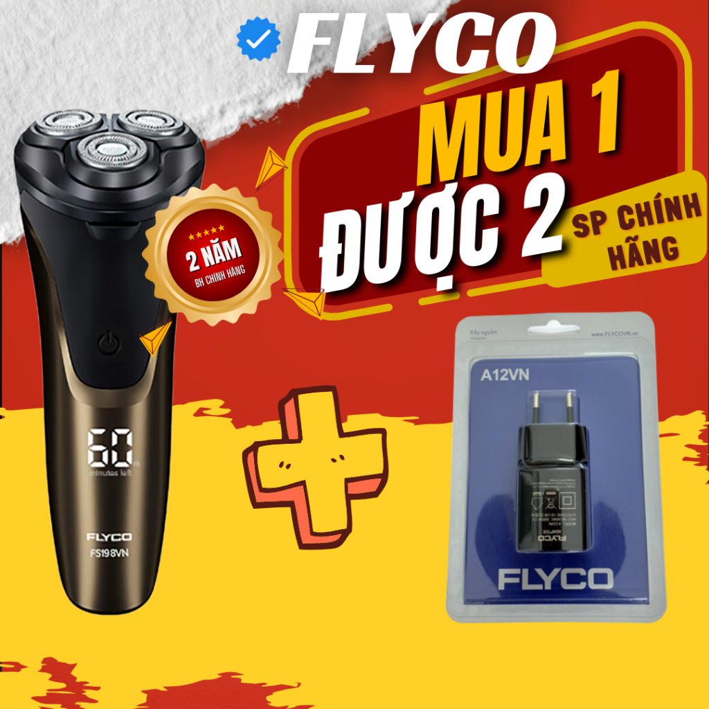 [Ship Hỏa Tốc] Máy Cạo Râu Flyco FS198VN 3 Lưỡi Kép Kháng Nước IPX7 Sạc Nhanh 1 Giờ - Chính Hãng ...