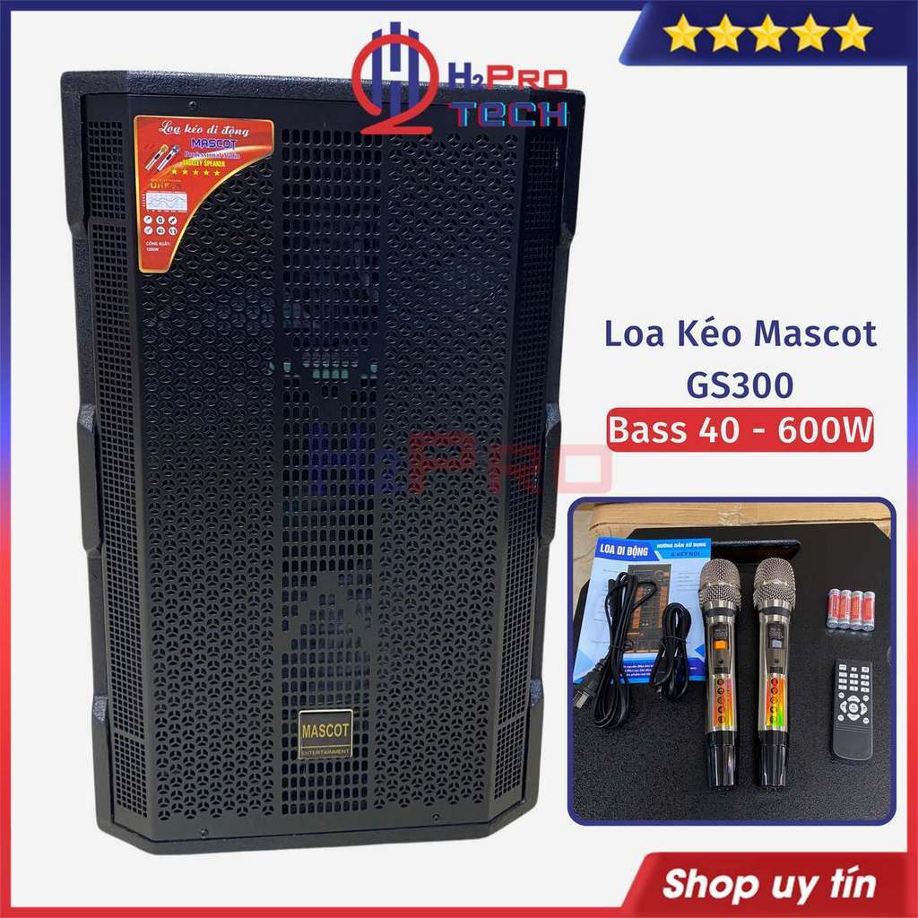 Loa Kéo Bass 40 MASCOT GS300 Ecang Đen Sơn Nano, Loa Kẹo Kéo Bluetooth 600W, Tặng 2 Mic - H2Pro ...