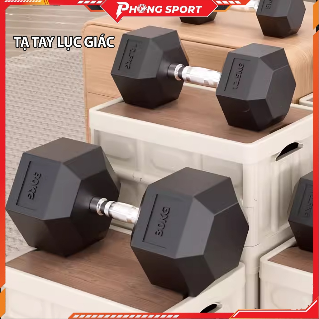 Tạ tay lục giác lõi thép Phongsport hỗ trợ tập thể dục tại nhà, cân nặng 2.5kg, 5kg, 7.5kg, 10kg ...