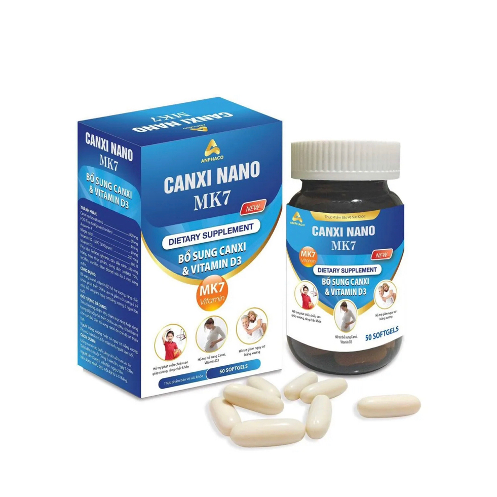 Canxi Nano MK7 Anphaco. Bổ sung canxi và Vitamin D3 cho cơ thể (50 viên) | Shopee Việt Nam
