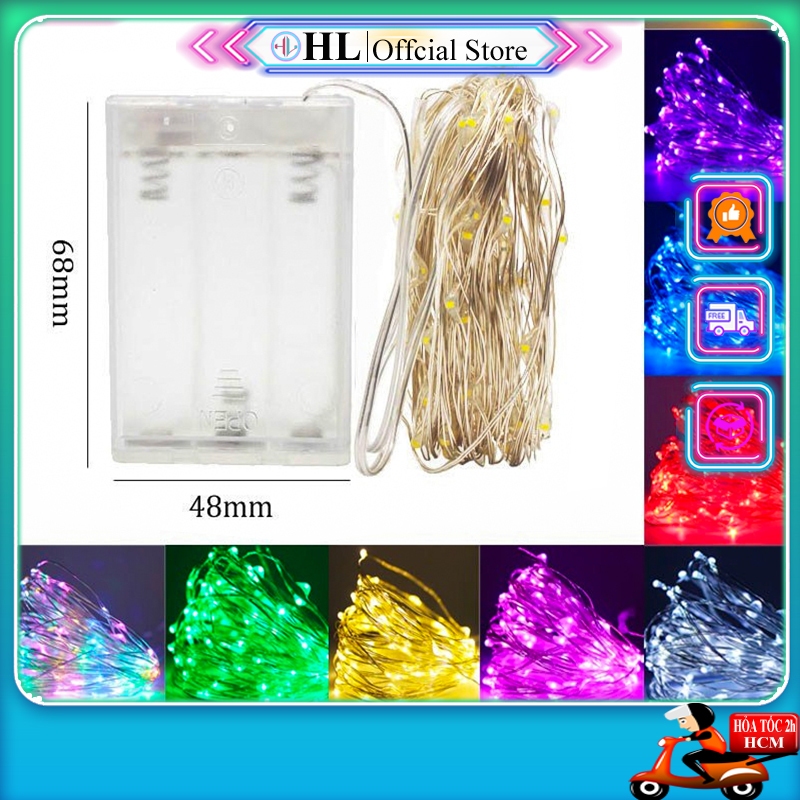 Đèn led trang trí fairylight đom đóm – nhiều màu sắc – decor trang trí – Dùng pin AA (không có ...