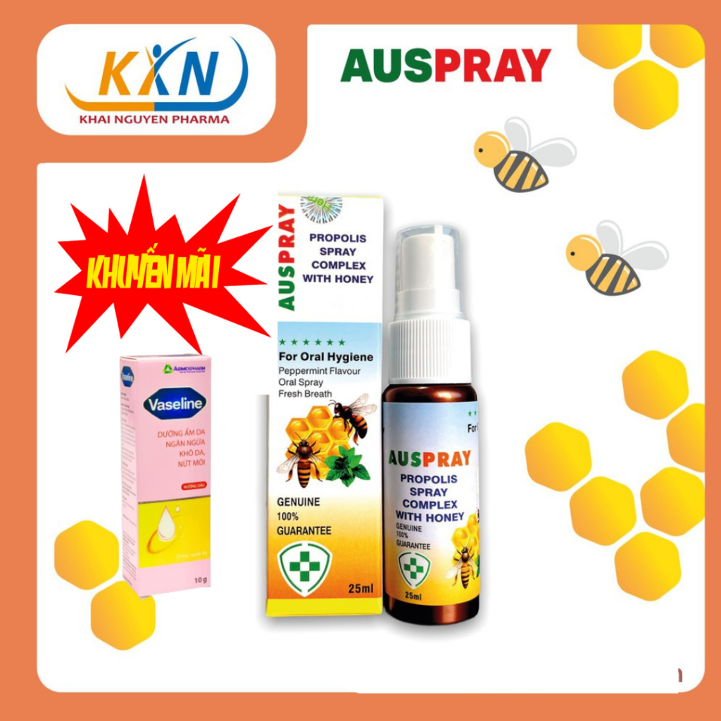 [MUA 1 TẶNG 1 VASALINE] CHAI KEO ONG XỊT HỌNG AUSPRAY PROPOLIS SPRAY ...