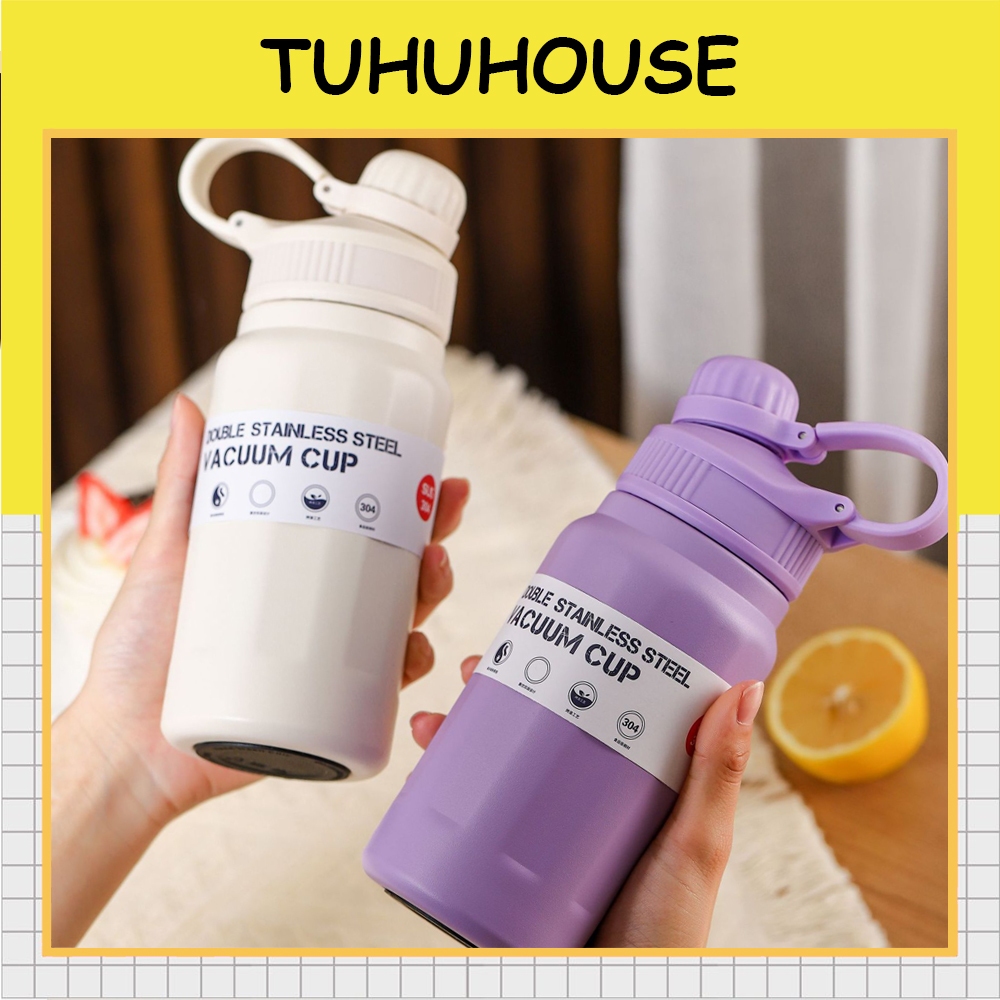 Bình giữ nhiệt khắc tên Travel 520ml inox 304, ly cốc nước giữ nhiệt nóng lạnh có quai cầm và ...
