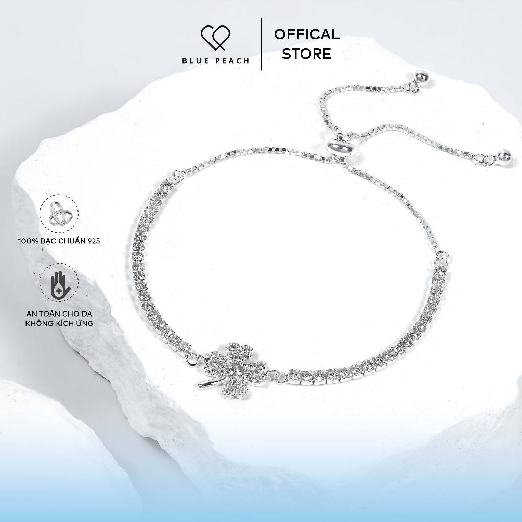 Lắc Tay Bạc Blue Peach LT Cỏ 4 Lá Viền Hộp VN LT702 | Shopee Việt Nam