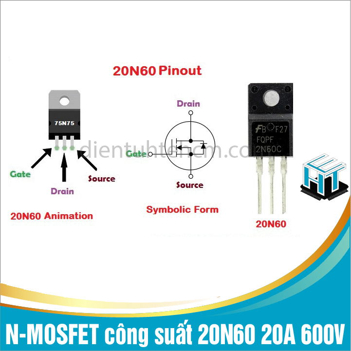 N-MOSFET công suất 20N60 20A 600V TO-220F chính hãng | Shopee Việt Nam