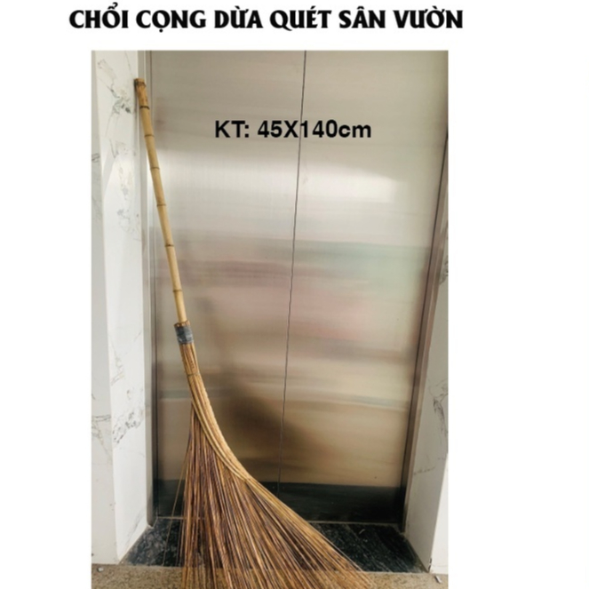 Chổi cọng dừa, chổi tre chổi quét sân vườn có cán dài chống mỏi lưng ...