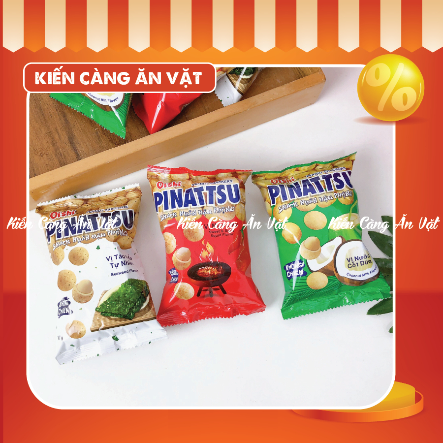 Snack nhân Đậu Phộng Pinatsu Oishi 3 Vị Cốt Dừa, Mực Cay,Tảo biển (gói ...