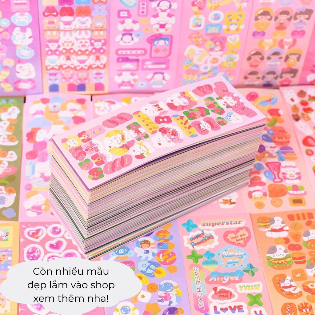 Combo 100 tấm sticker KHÔNG TRÙNG lấp lánh trang trí toploader móc khoá ...