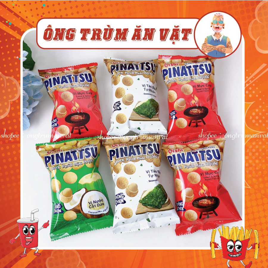 Snack Đậu Phộng Pinatsu Oishi 3 Vị Cốt Dừa, Mực Cay, Tảo Biển (gói 13g ...