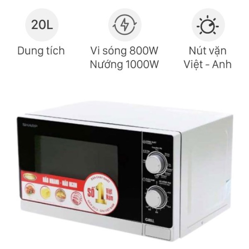 lò vi sóng có nướng sharp R-G222VN-S 20lit hàng 100% chính hãng | Shopee Việt Nam