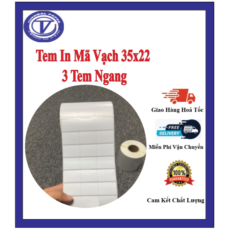 Giấy in mã vạch 3 Tem ngang 35x22 Cuộn 50m | Shopee Việt Nam
