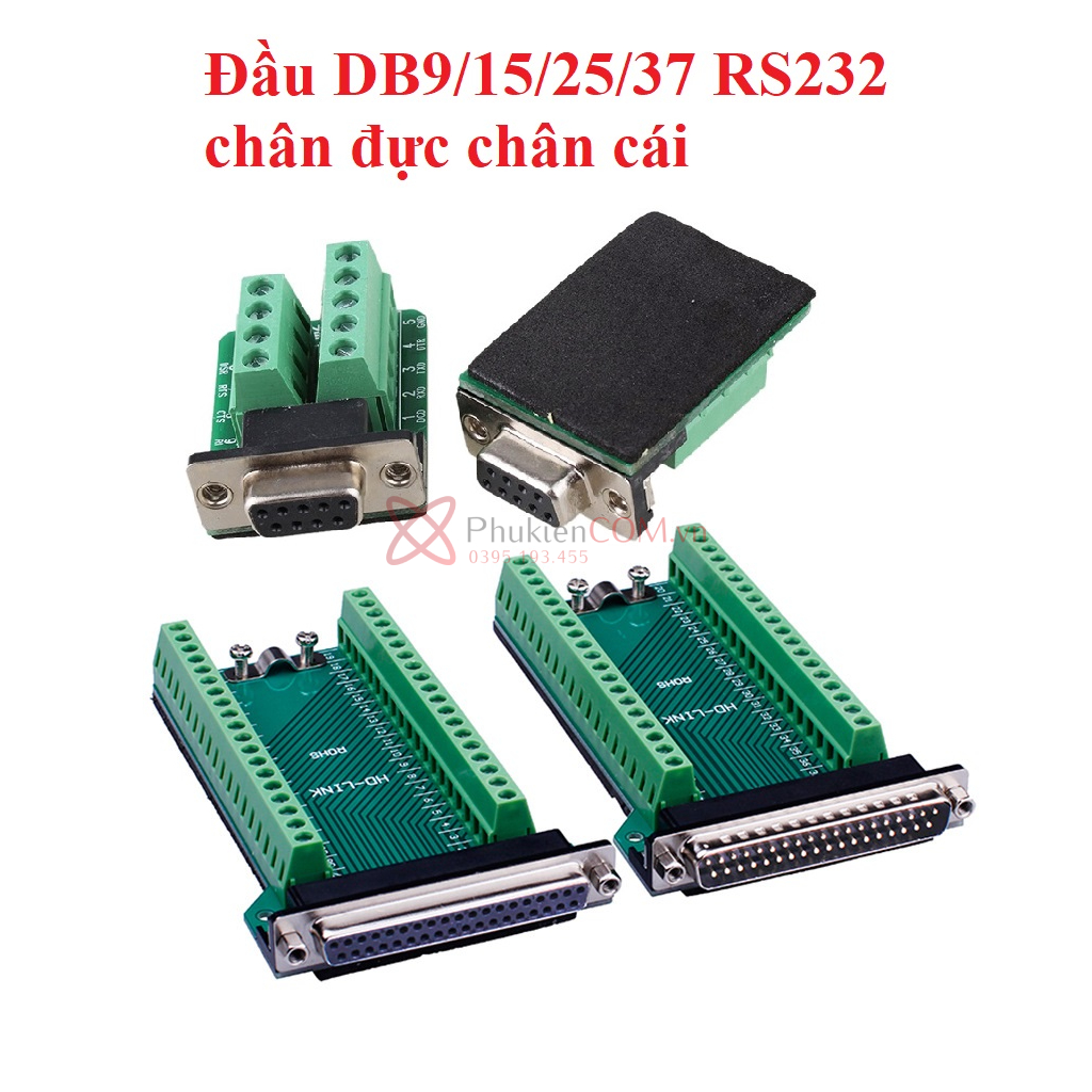 (HD-LINK) đầu DB9/15/25/37/44 RS232 chân đực chân cái vặn vít, Terminal block DB9, DB15, DB25 ...