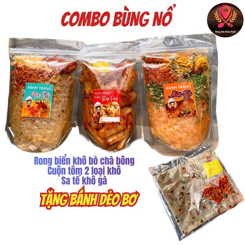 COMBO BÙNG NỔ 3 Bánh Tráng Trộn Sẵn Đủ Topping TẶNG BÁNH DẺO BƠ ...