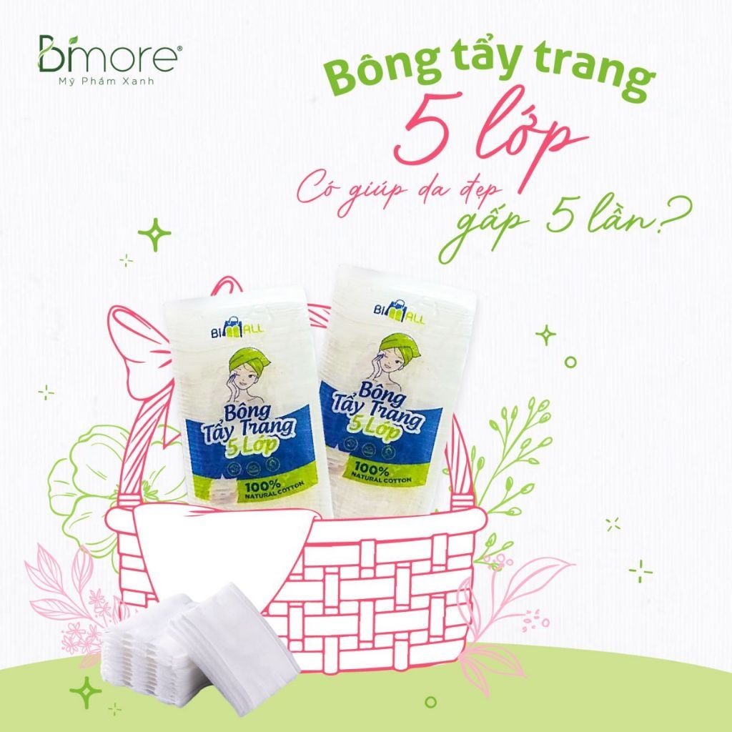 Bông Tẩy Trang Bimore 5 Lớp Gói 60 Miếng | Shopee Việt Nam