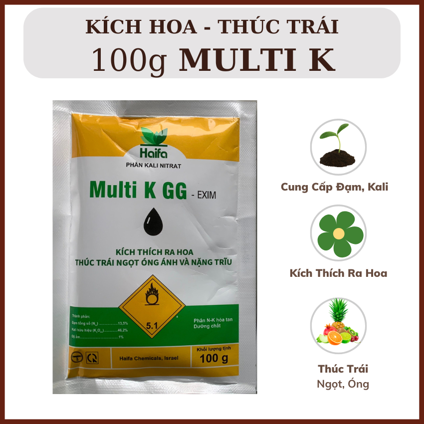 100g 𝐌𝐮𝐥𝐭𝐢-𝐊 (𝐊𝐍𝐎𝟑), Phân Kali Nitrat, Diêm tiêu, 13-0-46 Haifa kích hoa thúc trái | Shopee Việt Nam