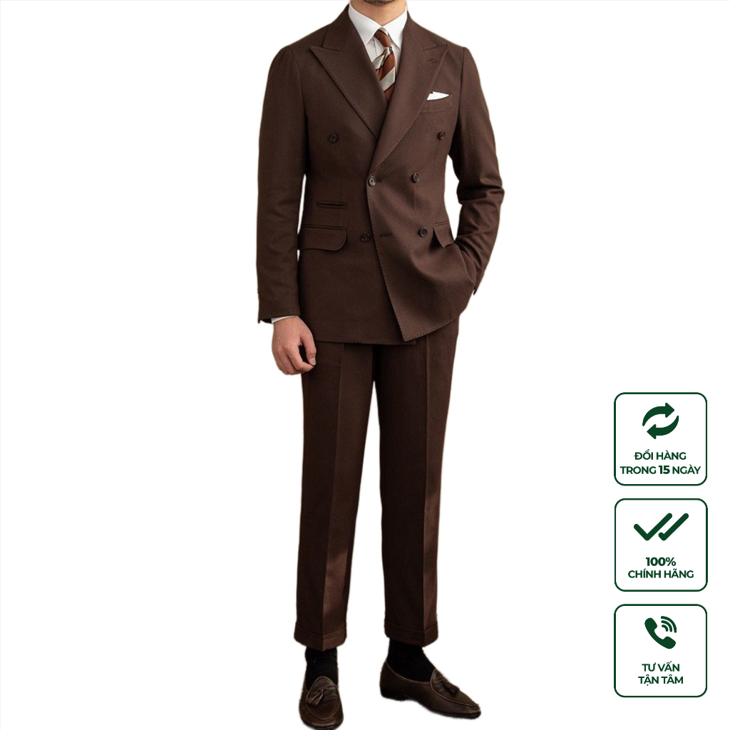 Bộ Suit Nam Cao Cấp Harold Gabardine Nâu Trầm - Bộ Vest Công Sở Co Giãn ...