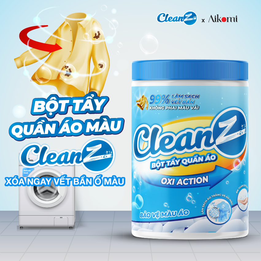 Bột tẩy quần áo màu CleanZ 300g đánh bay vết bẩn, ố màu giúp làm sạch ...
