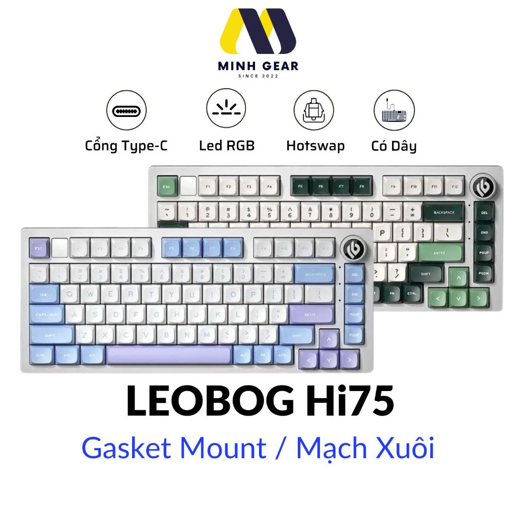 Bàn phím cơ LEOBOG Hi75 Led RGB Mạch Xuôi, Gasket Mount, Nhôm CNC ...