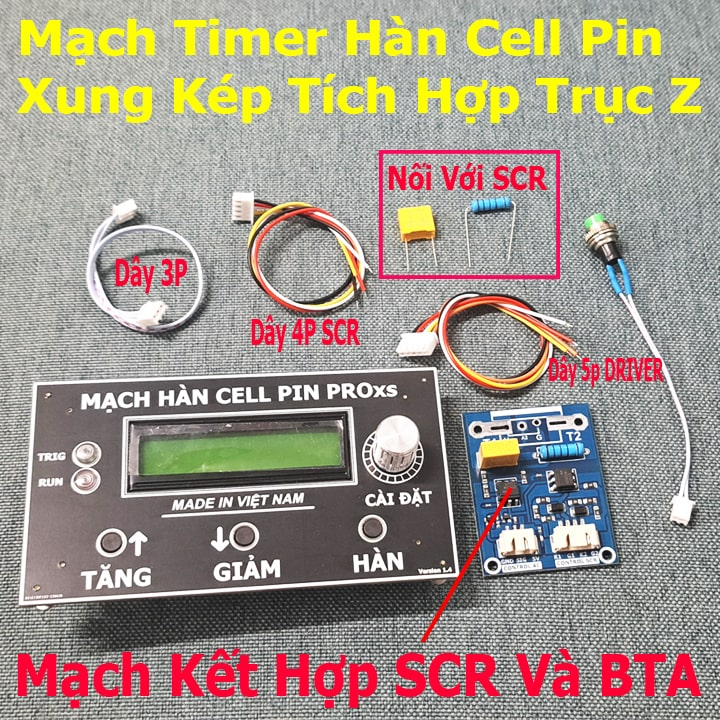 Mạch timer hàn cell pin xung kép nhớ 5 chương trình tích hợp điều khiển ...