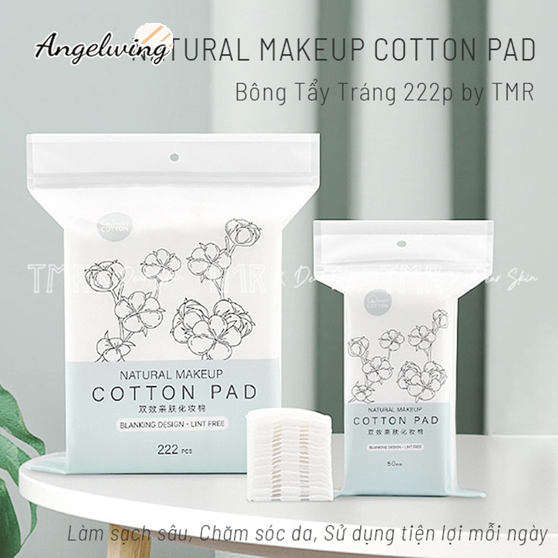 Bông Tẩy Trang Cotton 222 Miếng ANGELWING Cao Cấp, Bông 3 Lớp Mềm Mịn ...