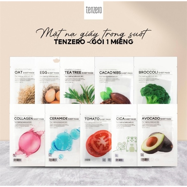 MẶT NẠ GIẤY TRONG SUỐT TENZERO SHEET MASK các loại | Shopee Việt Nam