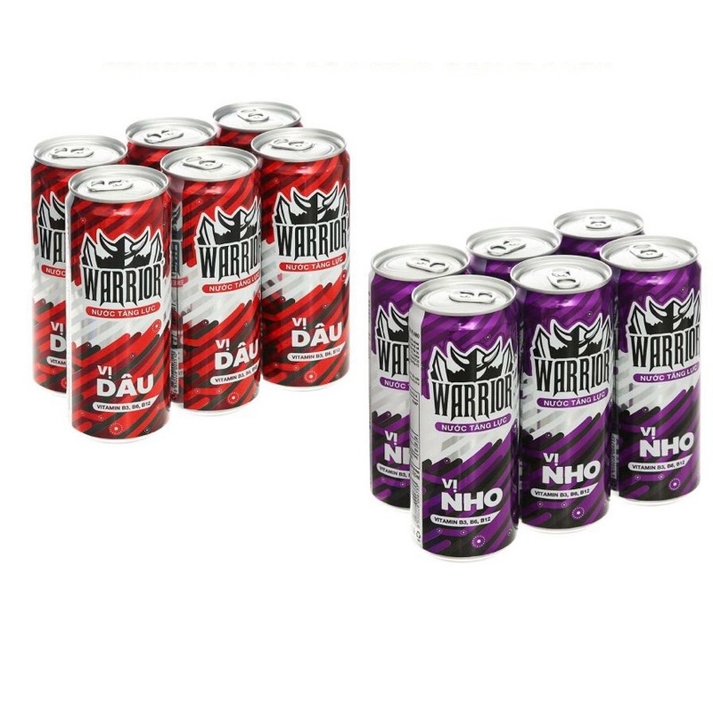 Lốc 6 Lon Nước Tăng Lực Warrior Thái Vị Dâu Và Vị Nho 325ml | Shopee ...