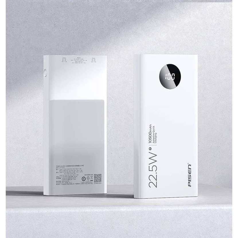 Pin dự phòng Pisen TS-D314 dung lượng 10500mAh hỗ trợ sạc nhanh QC 3.0 và PD 22.5W - tích hợp ...