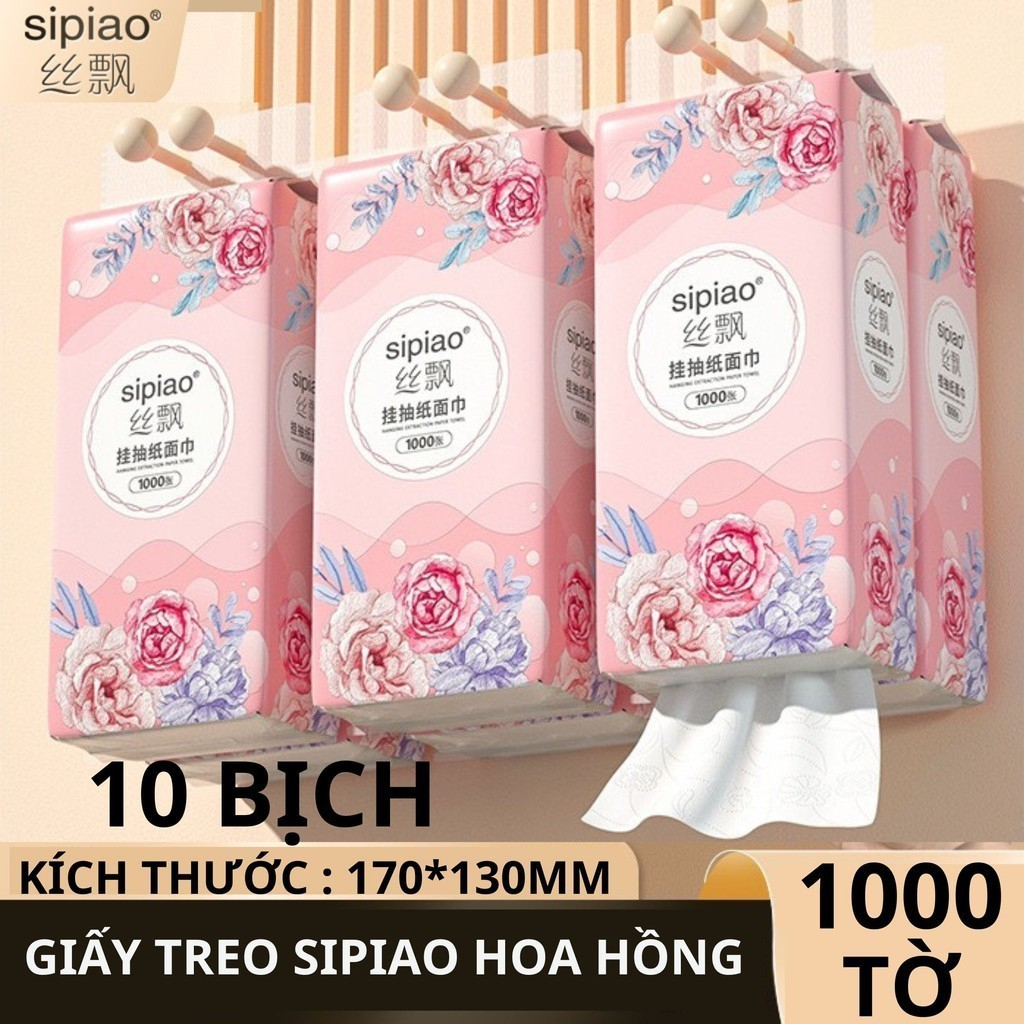 Thùng 10 Bịch Giấy Treo Đa Năng SIPIAO Hoa Hồng, Khăn Rút Treo Trường 4 ...