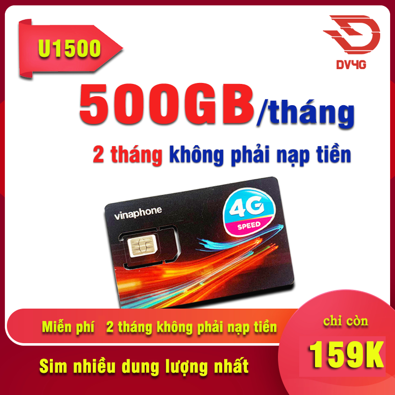 Sim 4G Vinaphone- Mobifone Big50y -Thaga60 -TD49 -Happy -D500 -U1500, không giới hạn dung lượng ...