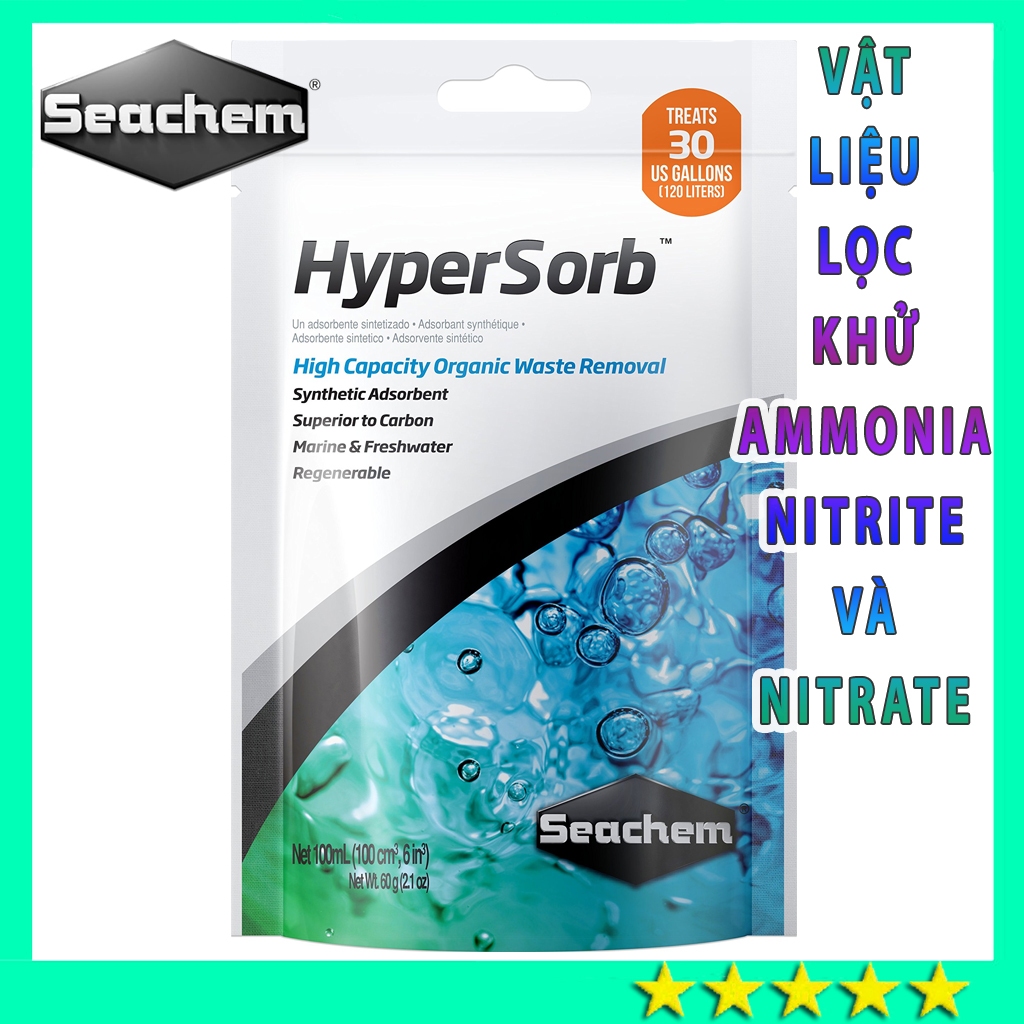 Vật liệu lọc Seachem HyperSorb giúp khử Ammonia, Nitrite và Nitrate ...