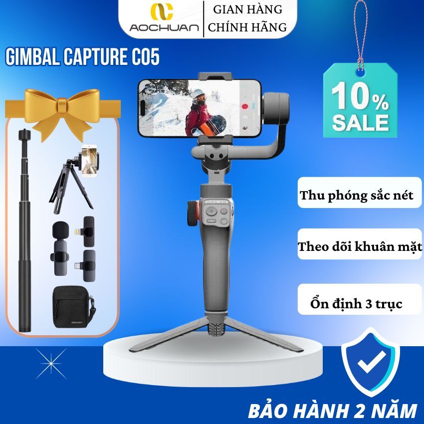 Gimbal Chống Rung CAPTURE C05, Tay cầm chống rung quay phim, Nhận Diện Khuôn Mặt, Hàng cao cấp ...